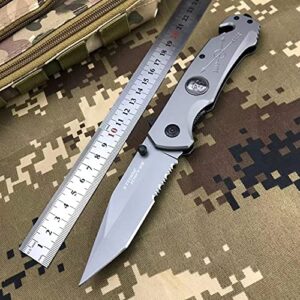 通用 Outdoor Camping Survival Knife Multifunction Tactical Rescue Tools Folding Hunting Knife w/Belt Cutter Glass Breaker Pocket Knife