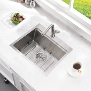 21 Inch Drop in Bar Sink Workstation-Bokaiya 21x20 Small Topmount Bar Sink Stainless Steel Drop In Sink 16 Gauge Outdoor RV Single Bowl Kitchen Bar Sink