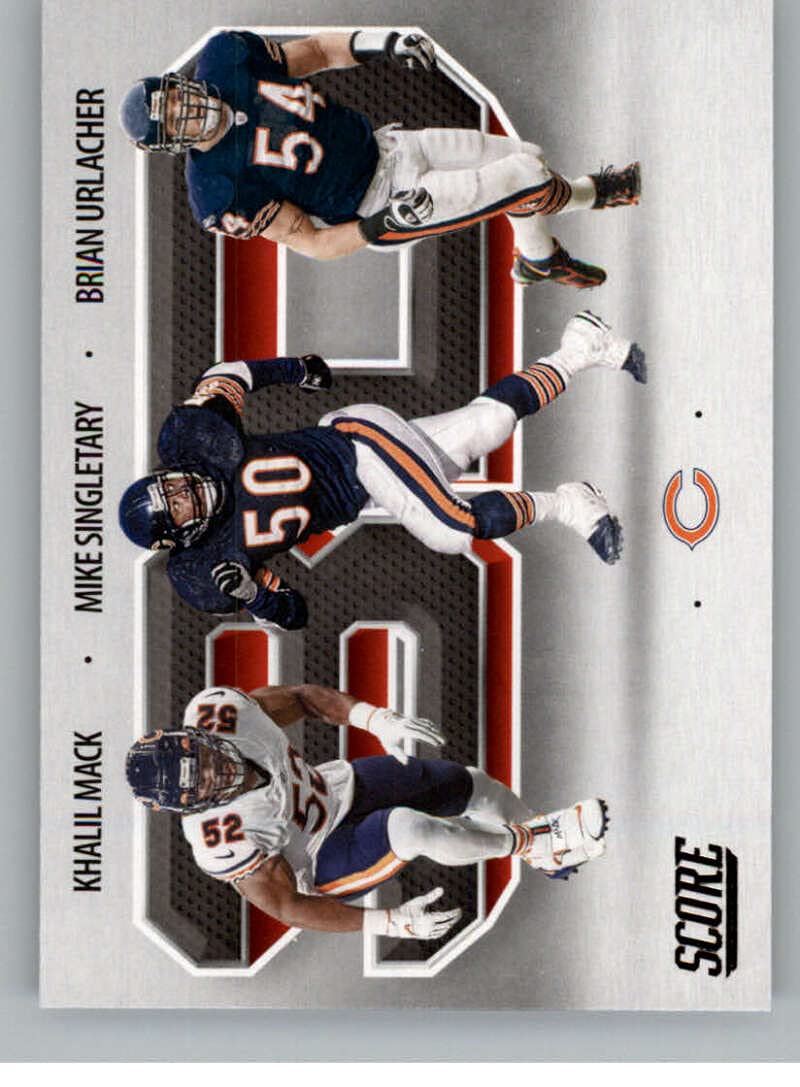 2021 Score 3D #1 Brian Urlacher/Khalil Mack/Mike Singletary Chicago Bears NFL Football Trading Card