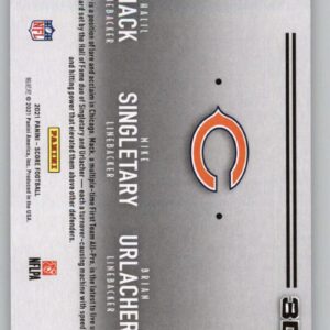 2021 Score 3D #1 Brian Urlacher/Khalil Mack/Mike Singletary Chicago Bears NFL Football Trading Card