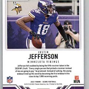 2021 Score Score Team #17 Justin Jefferson Minnesota Vikings NFL Football Trading Card