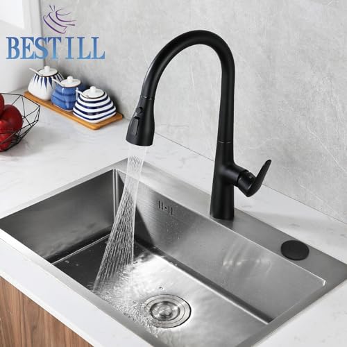 BESTILL Garbage Disposal Air Switch Kit, UL Listed, Sink Top On/Off Switch for Food Waste Disposer, Stainless Steel Push Button, Matte Black