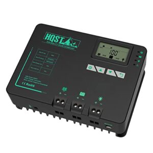 hqst mppt solar charge controller 40 amp negative grounded controller with bluetooth lcd display, 12v/24v dc input solar panel regulator for gel sealed flooded and lithium battery