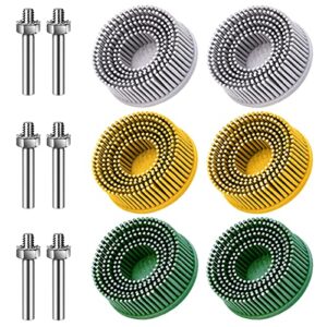 6 pack 2 inch bristle disc grit 50# 80# 120# with 1/4" shank attachment abrasive coating removal disc for metal (6, 2 inch)