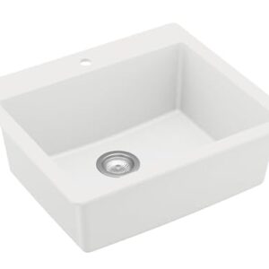 Karran QT-820 Top Mount 25 in. Single Bowl Quartz Kitchen Sink in White