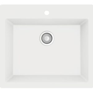 Karran QT-820 Top Mount 25 in. Single Bowl Quartz Kitchen Sink in White