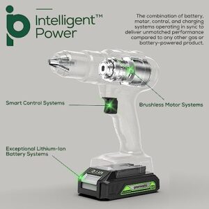 Greenworks 24V Brushless Cordless Drill Kit, 310 in./lbs, 18+1 Position Clutch, 1/2 '' Keyless Chuck, Variable Speed, (2)2Ah Batteries with 2A Charger, LED Light, 8pcs Drill Bits with Tool Bag