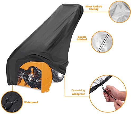 UCARE Snow Thrower Cover Dustproof Waterproof Snow Blower Covers for Most Electric Two-Stage Snow Throwers (S: 42.91x31.88x50in/ 109x81x127cm)