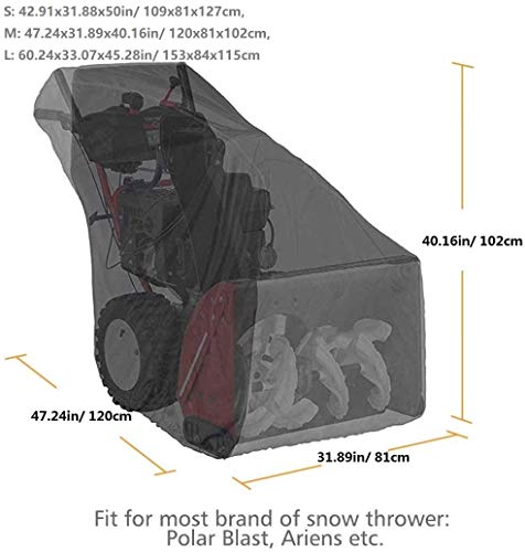 UCARE Snow Thrower Cover Dustproof Waterproof Snow Blower Covers for Most Electric Two-Stage Snow Throwers (S: 42.91x31.88x50in/ 109x81x127cm)