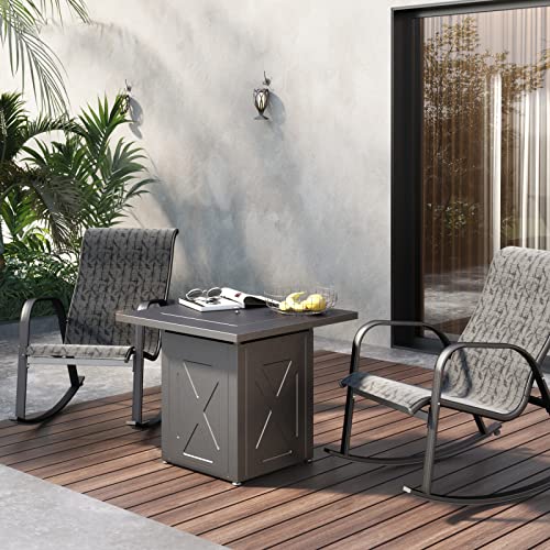 Grand Patio Outdoor Gas Fire Pit Table 28-Inch Square Propane Gas Fire Pit CSA Safety Approved 50000BTU with Steel Tabletop, Removable Lid, and Lava Rock for Garden, Backyard, and Deck Parties