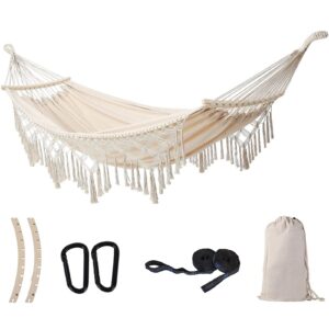 sxseagle hammock hanging swing double max 500lbs macrame for indoor outdoor patio yard garden (beige)