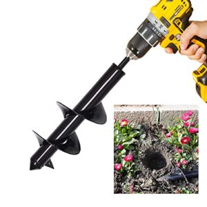 Ljliudu 4x 12 inch Auger Drill Bit fot Planting, Garden Plant Auger, Black