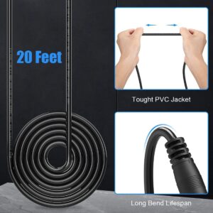 ELECTOP DC 8mm Extension Cable 20Ft 14AWG, Solar Panel Connector to DC 8mm Adapter Cable, with 5.5x2.5mm Converter Solar Connectors for GZ Yeti Jackery Solar Generator Portable Power Station