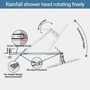 COSYLAND Rainfall Shower Head with Handheld Combo High Pressure 9 Settings with 11'' Extension Arm, Stainless Steel Bath Showerhead Shower Hose, Height/Angle Adjustable (8 inches, Silver)