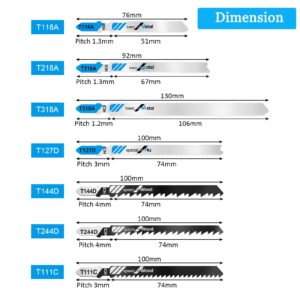 Jigsaw Blades Set 48pcs,Contractor Assorted T Shank Jig Saw Blades,Multi-Purpose HCS/HSS Saw Blades for Cutting Wood,Plastic,Metal