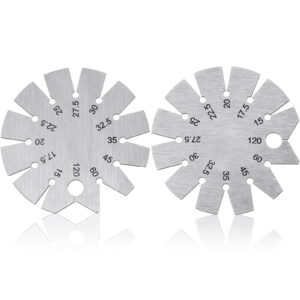 2 pieces stainless steel bevel gauge axe angle gauge round shape knife angle finder knife blade angle gauge 15-120 degree for measuring knife angle