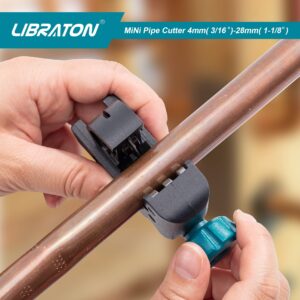 Libraton Tubing Cutter 3/16" to 1-1/8", Mini Tube Cutter, Copper Cutter, Heavy Duty Mini Pipe Cutter, Copper Tube Cutter with Deburring Tool for Copper Pipe, Aluminum Pipe, Thin Stainless Steel Pipe