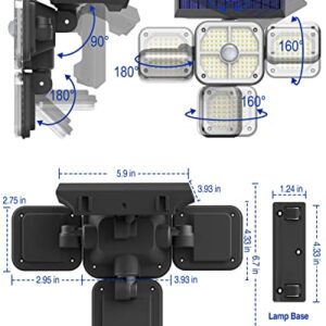 2 Pack Solar Security Lights Outdoor, 3000LM/231LED Wireless IP65 Waterproof Wall Motion Sensor Lights LED Flood Lights Outdoor for Front Door, Backyard, Garage, Deck…