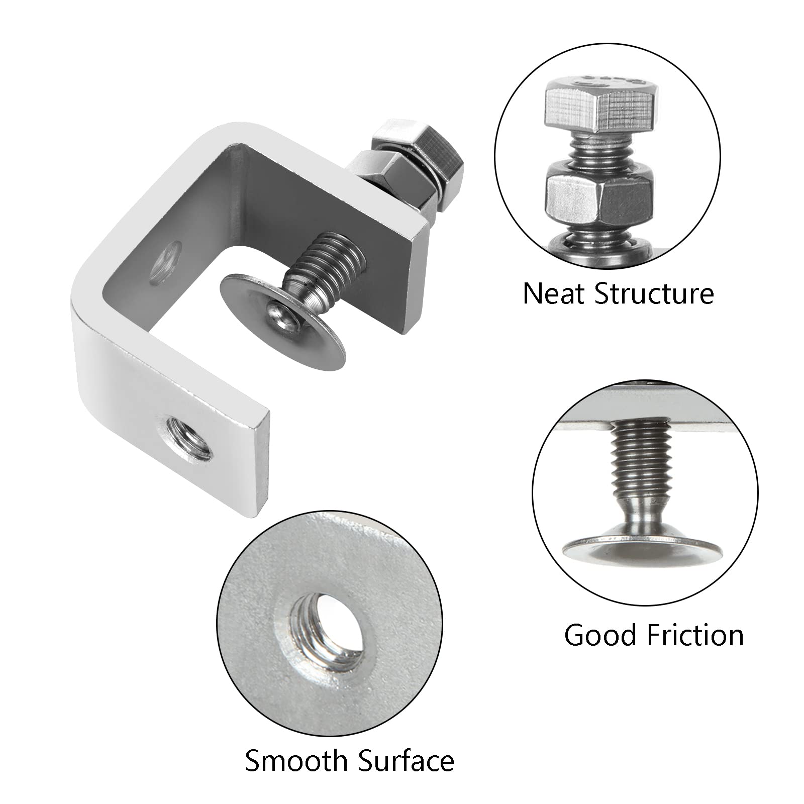 FVIEXE Small C Clamps, Heavy Duty C-Clamp 304 Stainless Steel with Stable Wide Jaw Opening & I Beam Design, Mini 1 Inch C Clamp, Desk Woodworking Clamp Tiger Clamp, Clamping Range 16-25mm