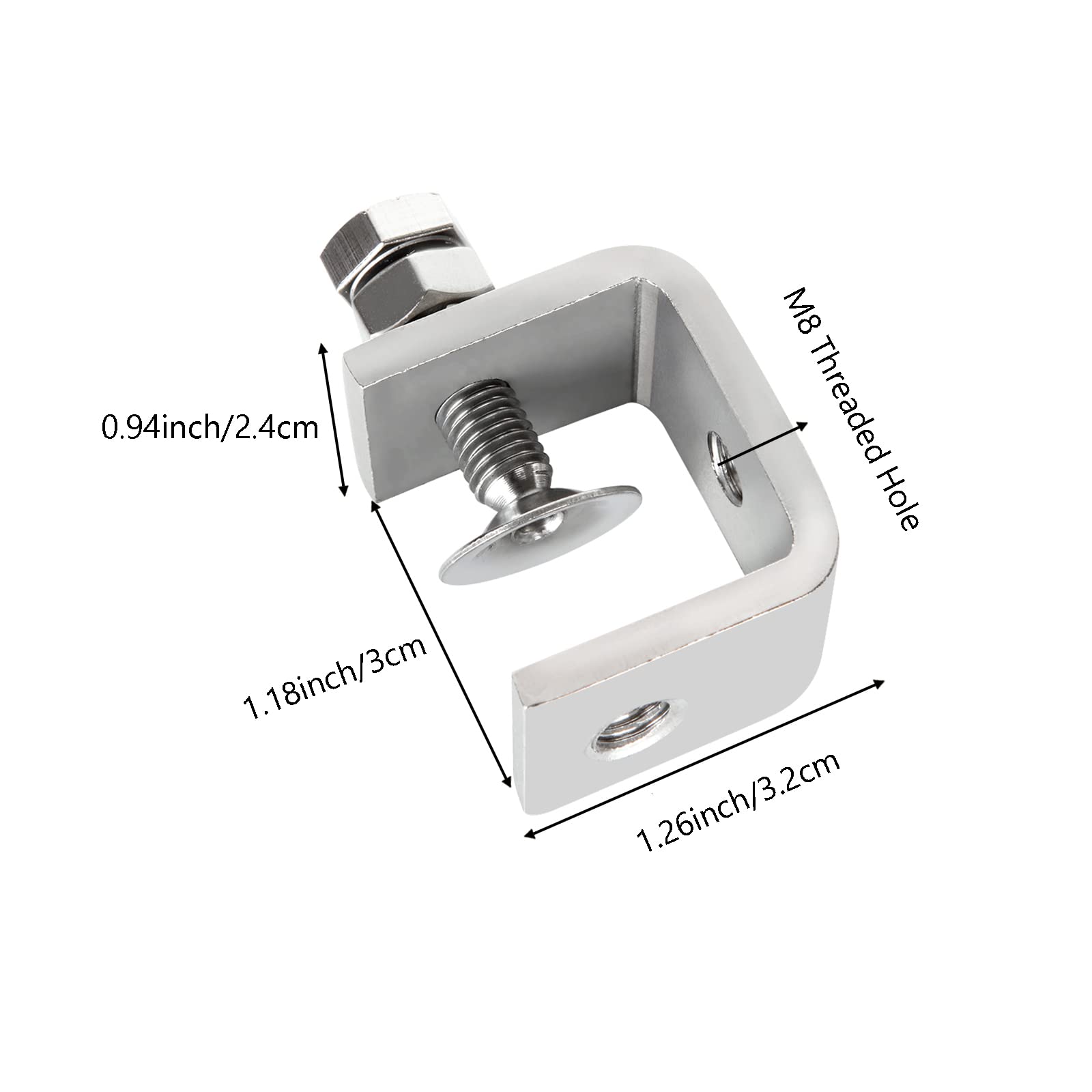 FVIEXE Small C Clamps, Heavy Duty C-Clamp 304 Stainless Steel with Stable Wide Jaw Opening & I Beam Design, Mini 1 Inch C Clamp, Desk Woodworking Clamp Tiger Clamp, Clamping Range 16-25mm