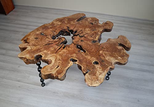 Live Edge Olive Tree Amazing Naturally Form Wood Slab, Big Coffee Table 86 X 75 cm (Handmade)