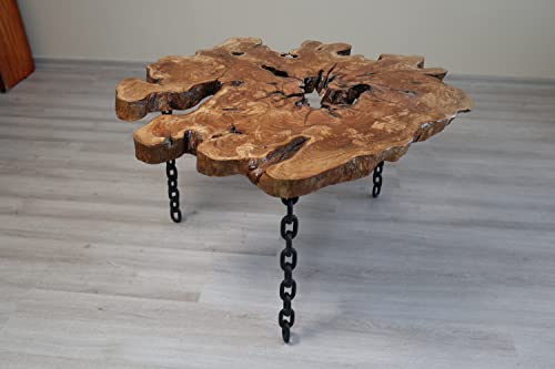 Live Edge Olive Tree Amazing Naturally Form Wood Slab, Big Coffee Table 86 X 75 cm (Handmade)