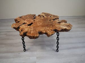 live edge olive tree root amazing naturally form wood slab, big coffee table 81 x 64 cm (handmade)