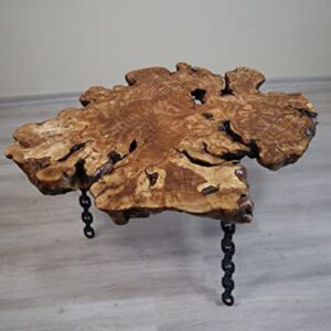 Live Edge Olive Tree Root Amazing Naturally Form Wood Slab, Big Coffee Table 81 X 64 cm (Handmade)