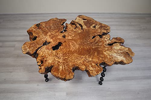 Live Edge Olive Tree Root Amazing Naturally Form Wood Slab, Big Coffee Table 81 X 64 cm (Handmade)