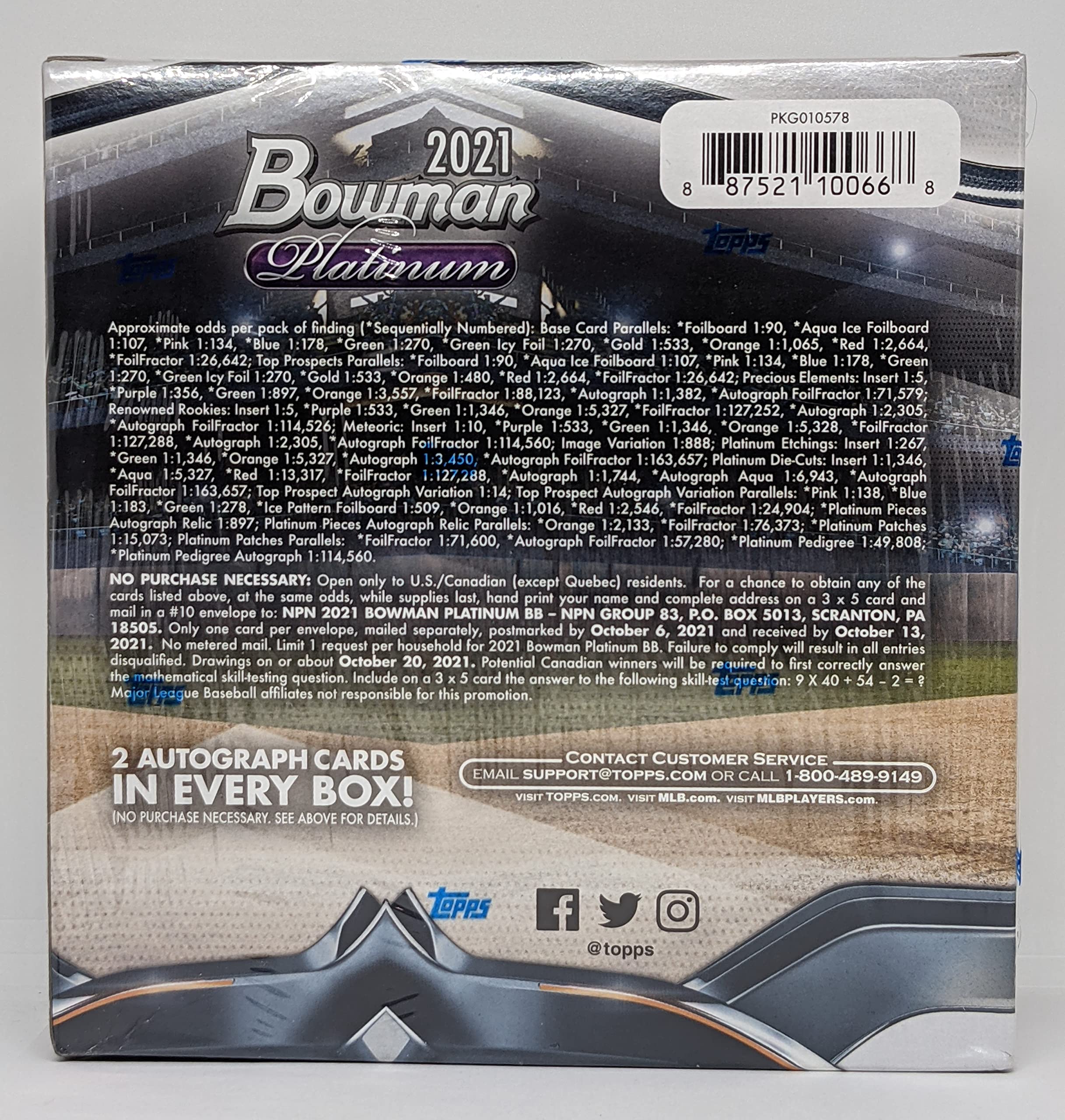 2021 Bowman Platinum MLB Baseball Card Mega Box 2 Autographs Per Box (100 Cards Total)