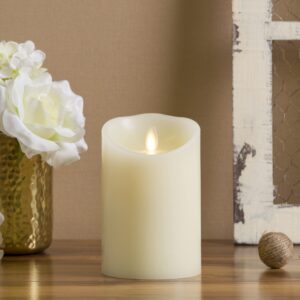 luminara moving flame pillar flameless led candle, scalloped edge, real wax, unscented - ivory (4.5-inch)