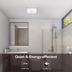 OREiN Bathroom Exhaust Fan with Light, 26W Bathroom Fan with LED Light, 100 CFM, 1.5 Sones Ventilation Fan Combo for Home, Quiet Energy Star Certified and HVI/FCC/ETL Listed, White