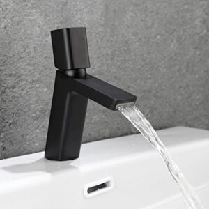 POP SANITARYWARE Waterfall Bathroom Sink Faucet with Deck Plate Matte Black Bathroom Faucets for Sink 1 or 3 Hole, Single Handle Solid Brass Bathroom Lavatory Faucet