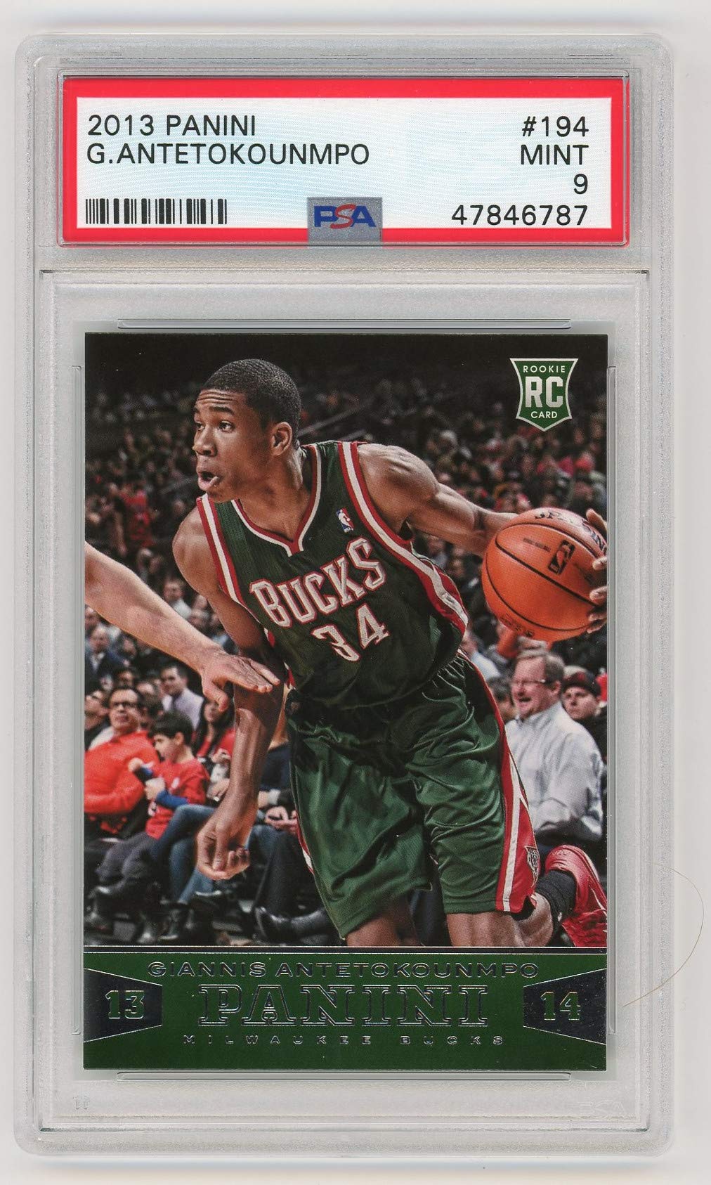 Giannis Antetokounmpo 2013 Panini Basketball Rookie Card RC #194 Graded PSA 9