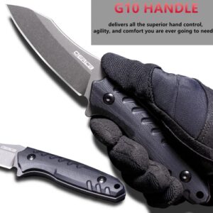 OERLA OLK-039B Tactical Style Outdoor Camping Knife 8.66 Inches Full-Tang 440C Steel Fixed Blade with Kydex Sheath