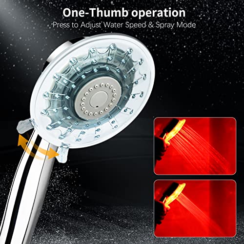 Zoyehoo Shower Head, Seven Colors LED Shower Head, High Pressure Shower Head with Handheld Adjustable Shower Head with 60 Inch/1.5 m Hose