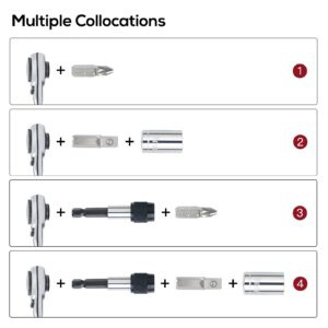 SHARDEN 1/4 Mini Ratchet Set 28pcs Right Angle Screwdriver and Bit with Metric Socket Set, 72 Tooth Small Ratcheting Wrench Offset Screwdriver Low Profile Stubby Ratchet for Tight Spaces