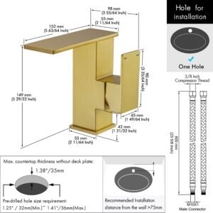 KES Black Bathroom Faucet, Waterfall Faucet for Bathroom Sink One Handle, Single Hole Bathroom Faucet, SUS304 Stainless Steel, Matte Black, L3205LF-BK