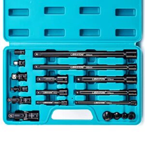 libraton socket extension set, ratchet extension set, extension set 18pcs, impact extension set, socket adapters, swivel sockets, professional drive socket accessories, 1/4 3/8 1/2