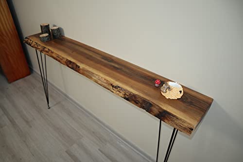 Live Edge Cherry Wood Naturally Form, Console Table 56" x 9" x 29.5" (Handmade)