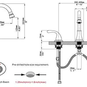 2 Handle 3-Hole Bathroom Sink Faucet FRANSITON Bathroom Faucet with Pop Up Drain and cUPC Faucet Supply Hoses 8 inch Bathroom Faucet, Oil Rubbed Bronze Bathroom Faucet