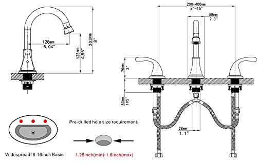 2 Handle 3-Hole Bathroom Sink Faucet FRANSITON Bathroom Faucet with Pop Up Drain and cUPC Faucet Supply Hoses 8 inch Bathroom Faucet, Oil Rubbed Bronze Bathroom Faucet