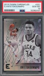 giannis antetokounmpo 2019 panini chronicles basketball card #221 graded psa 10