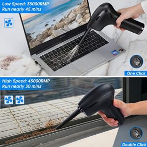 Compressed air Duster, BEICHEN air Blower Keyboard Cleaner kit, 45000RPM Electric air Duster Reusable air Duster Effective Replace for Compressed Air Can, 2 Speed Adjust, 6000mAh 10w Fast Charging