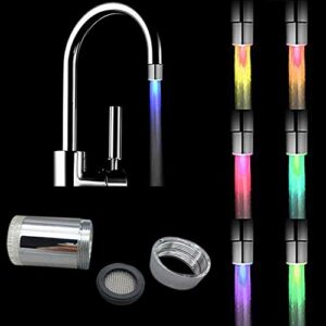 GserGdK Romantic 7 Color Change LED Water Faucet Light Shower Glow Head for Bath Kitchen Home Bathroom, Temperature Sensor Kitchen Light Water Tap Faucet Shower Head Water Bath Home