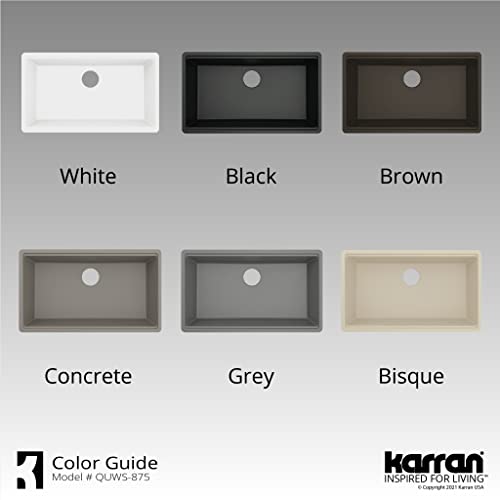 Karran QUWS-875 Undermount 32.5 in. Large Single Bowl Quartz Workstation Kitchen Sink in Concrete