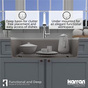 Karran QUWS-875 Undermount 32.5 in. Large Single Bowl Quartz Workstation Kitchen Sink in Concrete