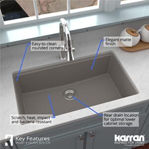 Karran QUWS-875 Undermount 32.5 in. Large Single Bowl Quartz Workstation Kitchen Sink in Concrete