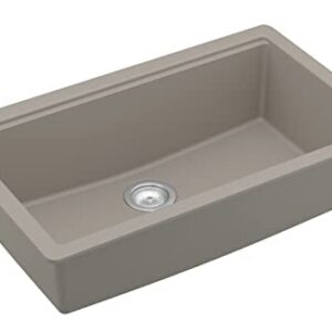 Karran QUWS-875 Undermount 32.5 in. Large Single Bowl Quartz Workstation Kitchen Sink in Concrete