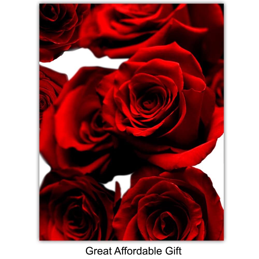 Designer Wall Art & Decor - Glam Living room Wall Decor - High Fashion Wall Decor - Glamour Wall Art - Luxury Wall Decor - Bedroom Decor for Women Girls Teens - Luxury Gifts - Red Roses Books Shoes